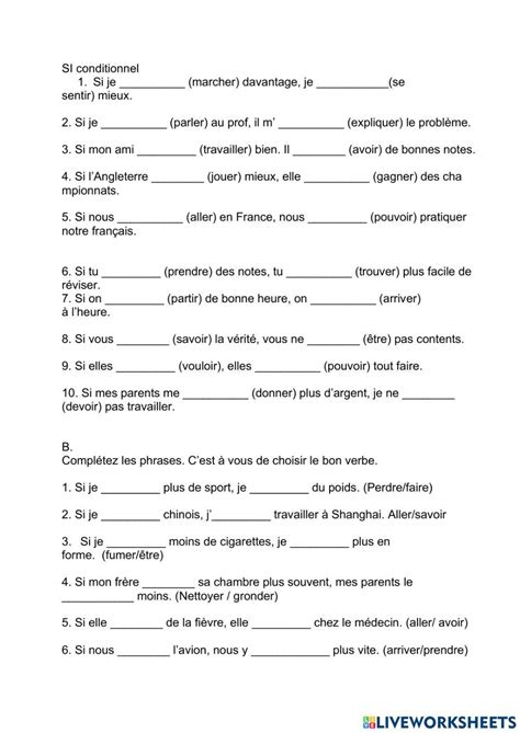 Si Conditionnel Free Interactive Worksheets 2330583