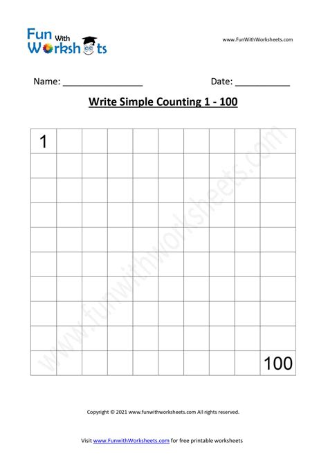Trace And Learn Simple Counting 1 100 Funwithworksheets Com Worksheets Library