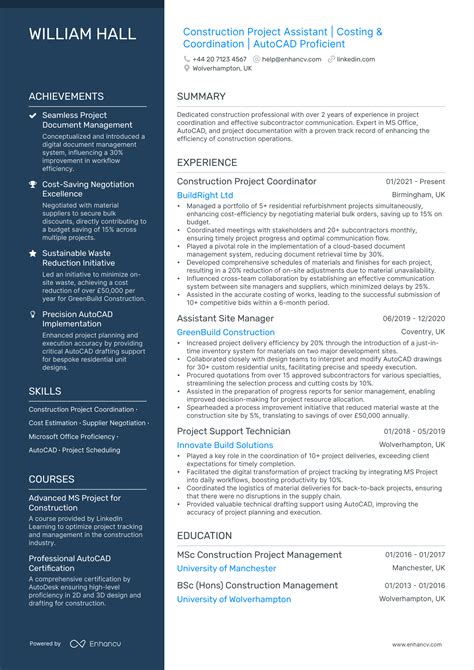 Construction Cv Examples And Guide For 2025