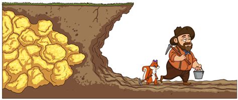 Cartoon Men Digging For Gold