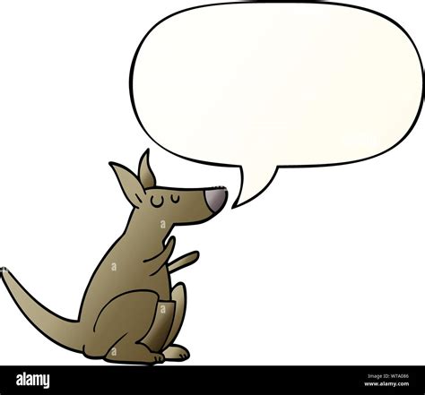 Cartoon Kangaroo With Speech Bubble In Smooth Gradient Style Stock