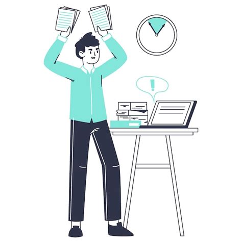 화가 스트레스 과부하 사업가 회사원 흰색 배경에 평면 벡터 일러스트 레이 션 프리미엄 벡터