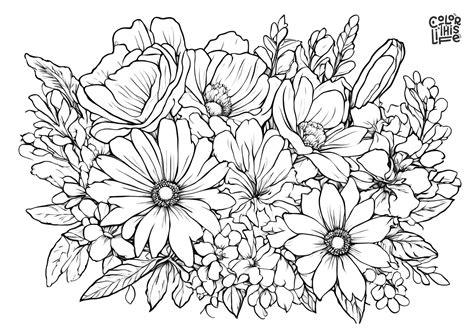 Flower Bouquet Coloring Pages Free Printable