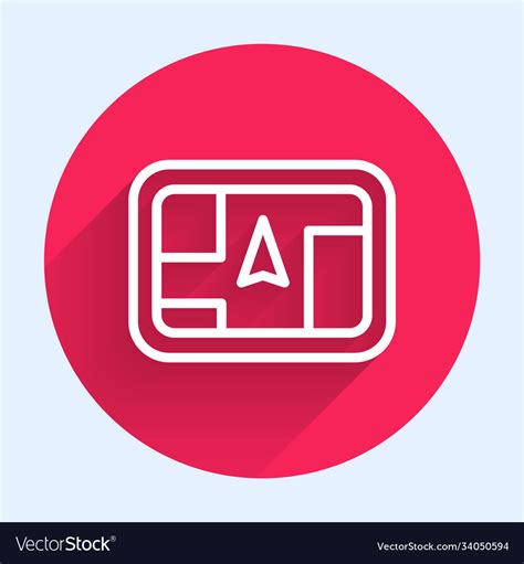 White Line Gps Device With Map Icon Isolated Vector Image