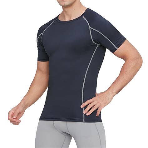 Aidice Workout Tops For Men Summer Round Neck Short Sleeve Slim Fitted