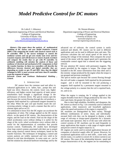 pdf model predictive control for dc motors