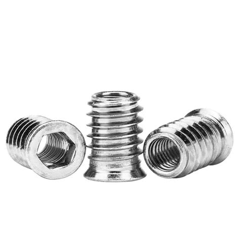 304 Stainless Steel Type D Hex Drive Wood Insert Nuts Furniture Nuts With Internal External