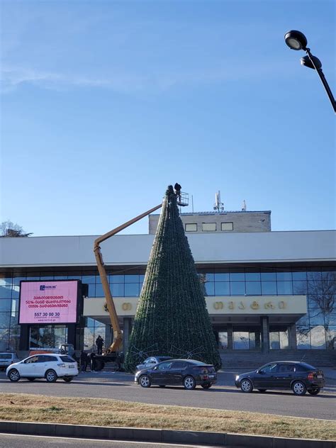 თელავში დაზიანებული ნაძვის ხის აღდგენითი სამუშაოები მიმდინარეობს Knews Ge