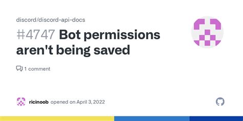 Bot Permissions Arent Being Saved · Issue 4747 · Discorddiscord Api Docs · Github