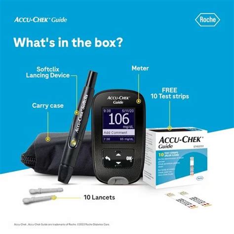 Accu Chek Guide Blood Glucose Glucometer 33 X 18 X 07 Inches At