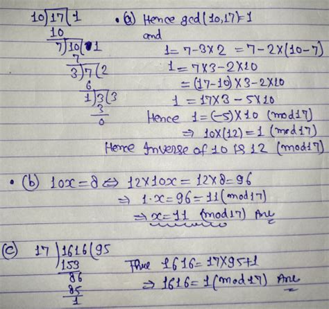 1 A Use The Extended Euclidean Algorithmn To Compute The Inverse Of