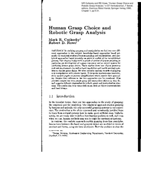 Pdf Human Grasp Choice And Robotic Grasp Analysis
