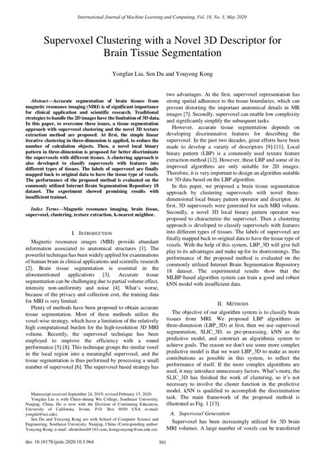 pdf supervoxel clustering with a novel 3d descriptor for brain tissue