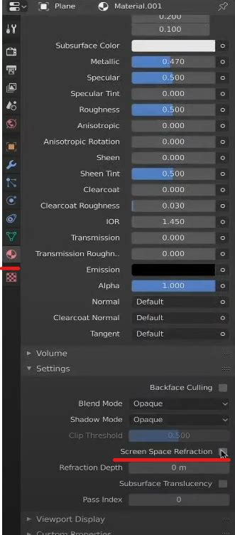 Settings Where Is The Screen Surface Refraction In Materials