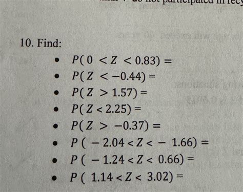 Solved Find P Z 1 57 P Z 0 37 Please