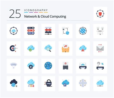 Premium Vector Network And Cloud Computing 25 Flat Color Icon Pack Including Internet