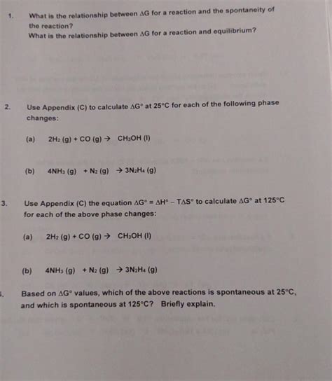 Solved 1 What is the relationship between ΔG for a reaction Chegg com