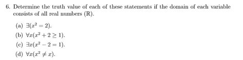 Solved Determine The Truth Value Of Each Of These Statements