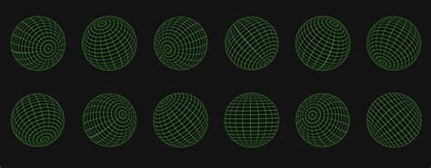 Neon Globe Grid Spheres Collection Striped 3d Spheres Geometry Globe Grid Earth Latitude And
