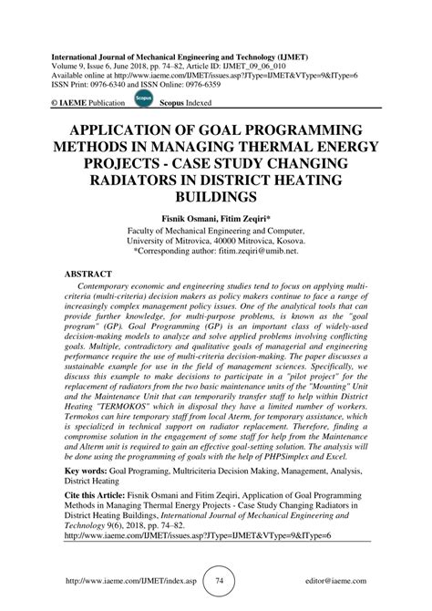 pdf application of goal programming methods in managing thermal