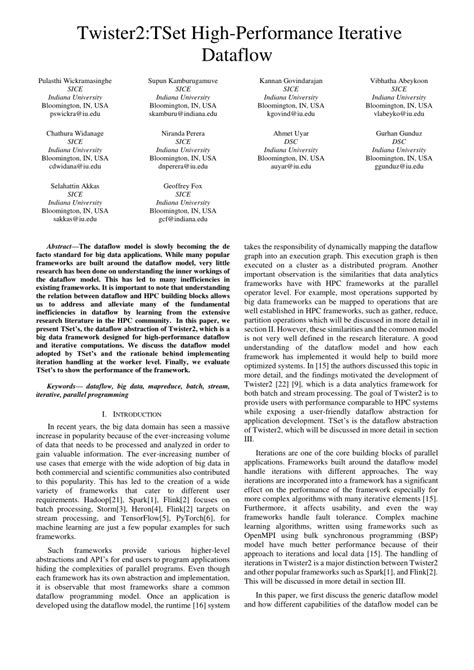 Pdf Twister2tset High Performance Iterative Dataflow