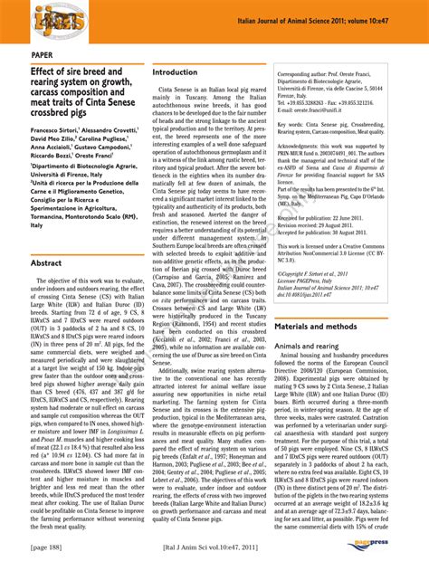 Pdf Effect Of Sire Breed And Rearing System On Growth Carcass Composition And Meat Traits Of