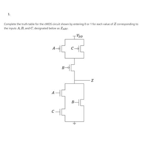 Solved Complete The Truth Table For The CMOS Circuit Shown Chegg Com