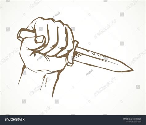 Hand Dagger Vector Drawing Stock Vector Royalty Free 2471769825