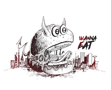 Premium Vector Devil Style Burger Concept Menu Card Restaurants Wall