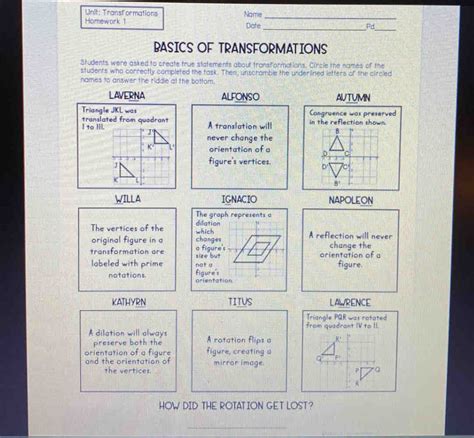 Solved Transformations Name Homework 1 Date Pd Basics Of