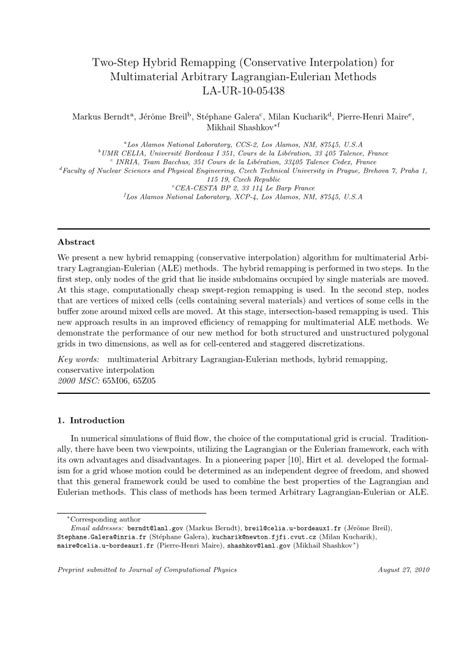 Pdf Two Step Hybrid Remapping Conservative Interpolation For
