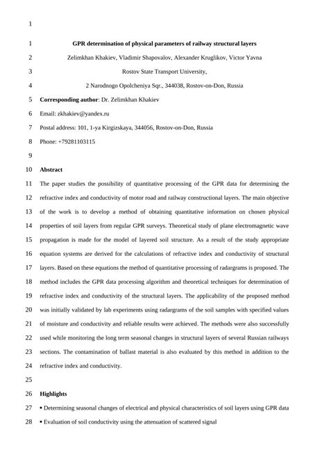 Pdf Gpr Determination Of Physical Parameters Of Railway Structural Layers
