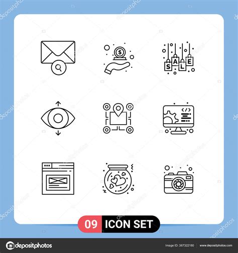 Modern Set Outlines Symbols Map View Bag Focus Sale Tag Stock Vector Image By ©flatart 367322180