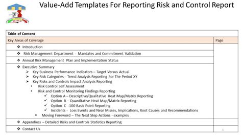 Value Add Templates For Reporting Key Risks And Controls To The Business Managers And Leaders