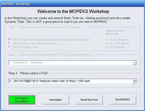 MOPEKS Guide To The Workshop Amend Static Trials