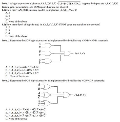 Solved Prob 1 A Logic Expression Is Given As Fabcdef