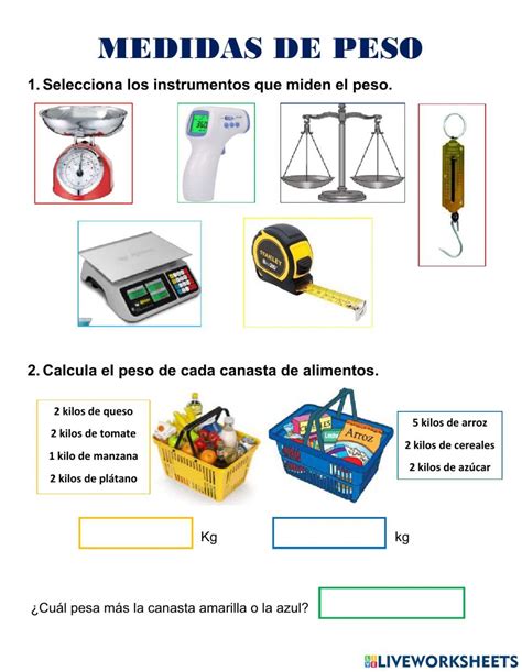 Medidas De Peso Interactive Activity For Quinto De Primaria Medidas