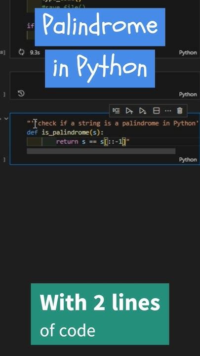Check If A String Is A Palindrome In Python Python Coding Palindrome Shorts Viralshorts