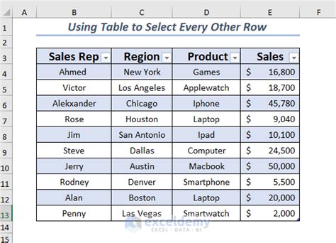 How To Select Every Other Row In Excel Easy Methods