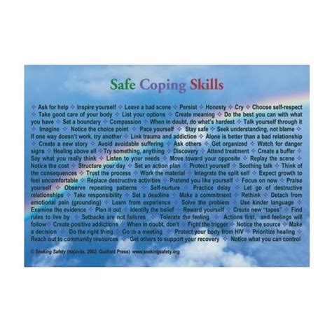 Seeking Safety Safe Coping Skills Free Worksheets Printable
