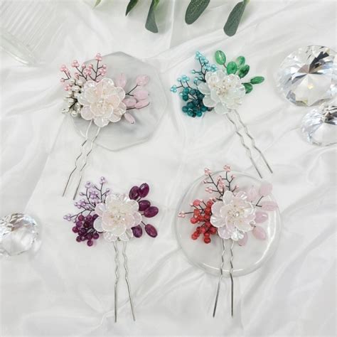 메리드 플라워 한복 뒤꽂이 셀프 웨딩 올림머리 비녀 에이블리