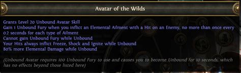 Poe Avatar Of The Wilds Ascendancy Grants Level 20 Unbound Avatar
