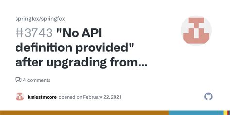 No Api Definition Provided After Upgrading From 292 To 300