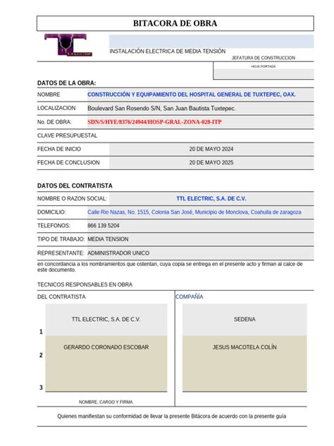 Bitacora De Obra 1 Ok Pdf