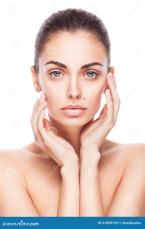 Portrait Of Female Model With Her Hands Near Face Stock Image Image