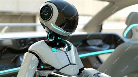Premium Photo Autonomous Robot Assistant Driving Modern Electric Vehicle