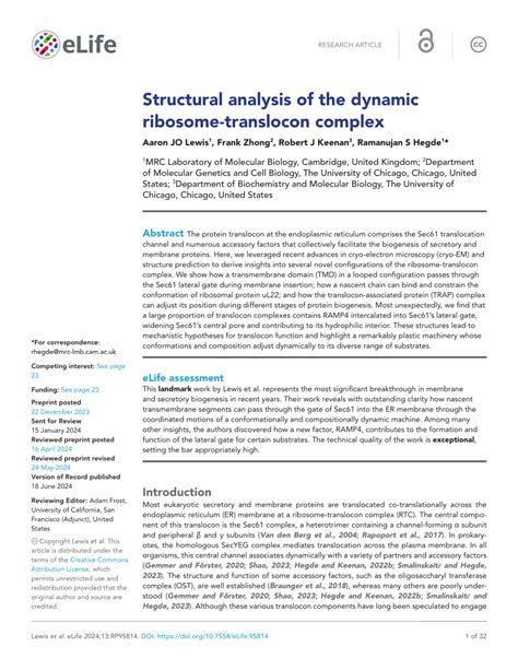 Pdf Structural Analysis Of The Dynamic Ribosome Translocon Complex