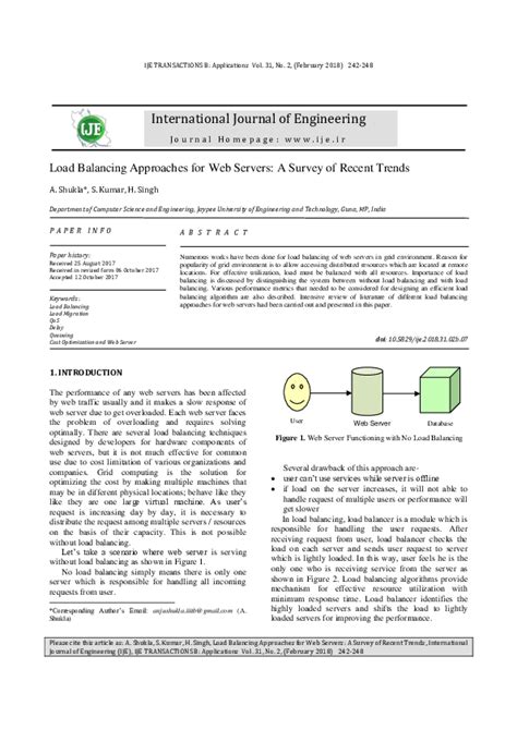 pdf load balancing approaches for web servers a survey of recent trends