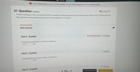 Solved Question Points A Flask Containing Pure NO Chegg