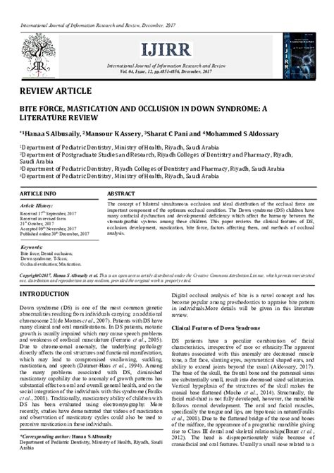 Pdf Bite Force Mastication And Occlusion In Down Syndrome A